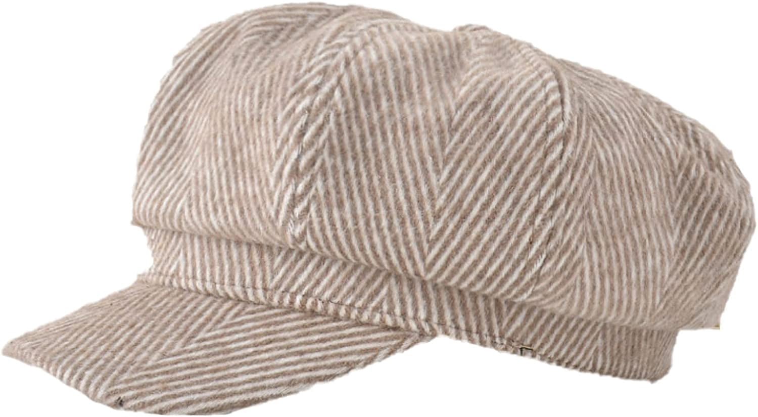 CoCopeaunts Newsboy Hat Octagonal Hat Women Winter Stripe Cap British ...