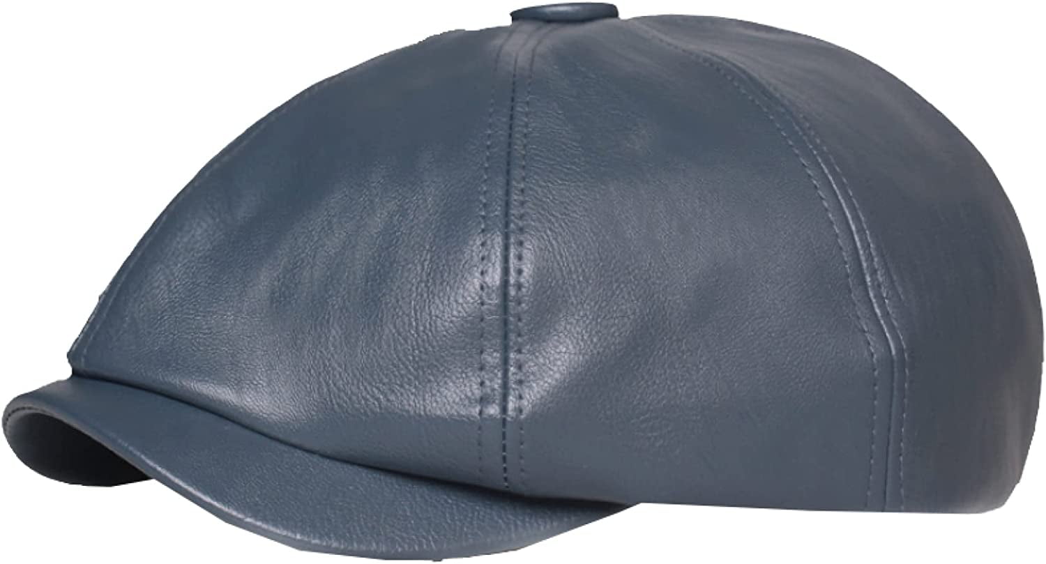 CoCopeaunts Newsboy Hats for Men Spring Autumn PU Leather Hat Female ...