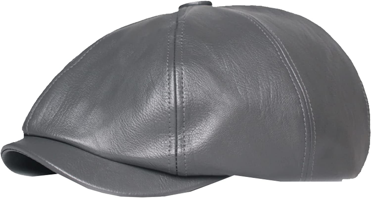 CoCopeaunts Newsboy Hats for Men Spring Autumn PU Leather Hat Female ...
