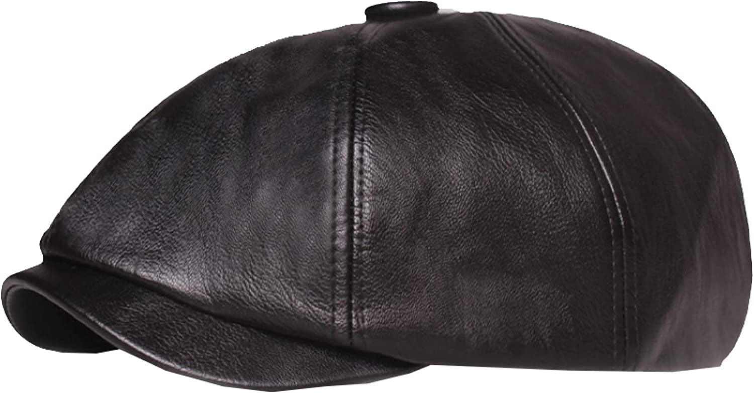 CoCopeaunts Newsboy Hats for Men Spring Autumn PU Leather Hat Female ...
