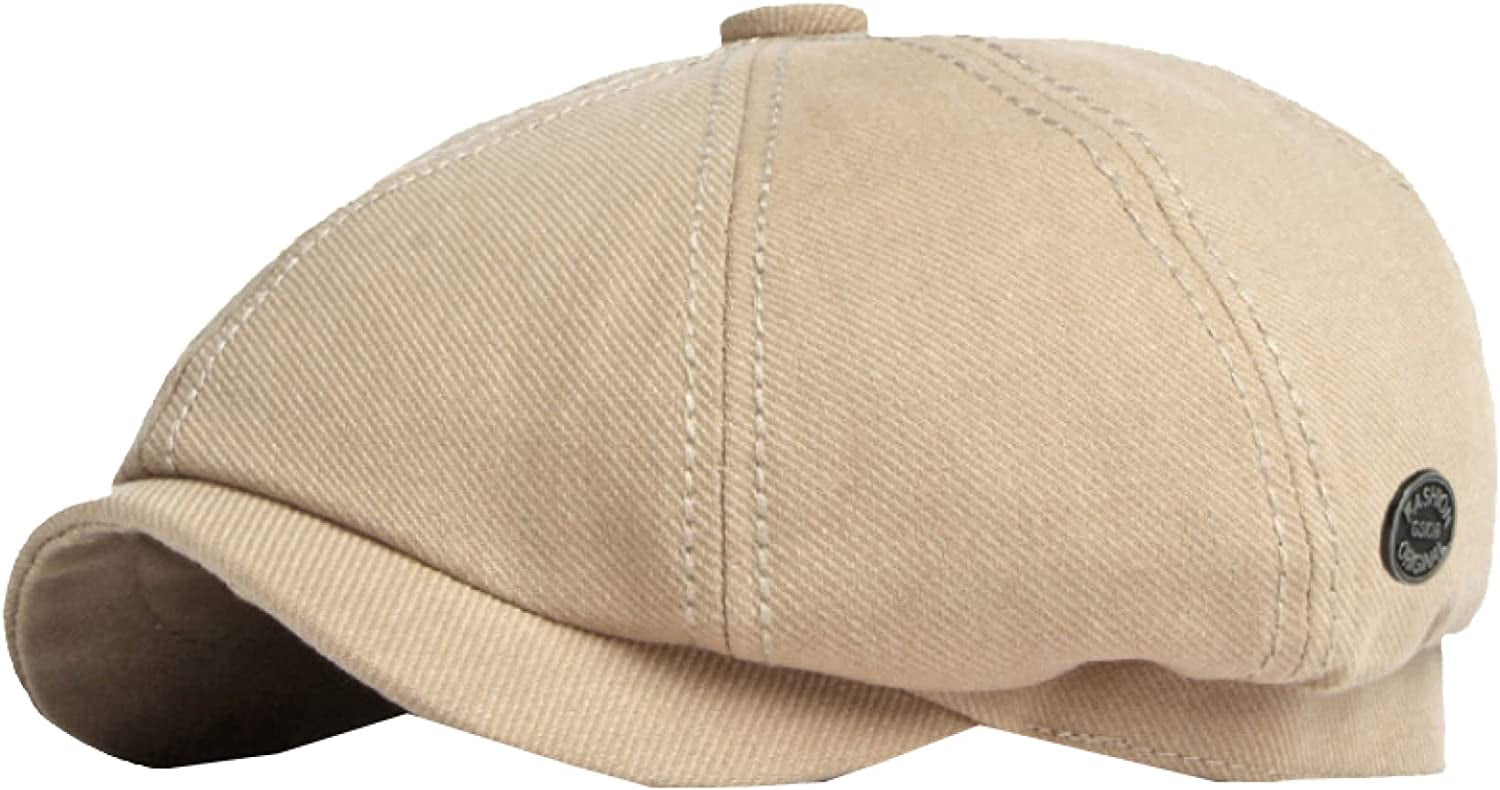 CoCopeaunts Octagonal Newsboy Cap Cotton Beret Hats for Men Spring ...