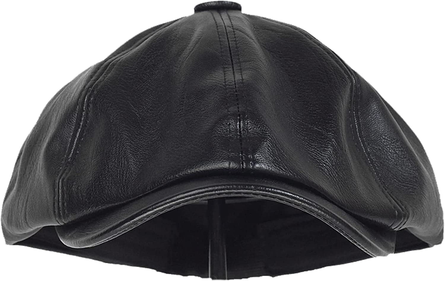 CoCopeaunts PU Leather Newsboy Cap Solid Octagonal Hat Men Women Detective Hats Retro Flat Caps ...