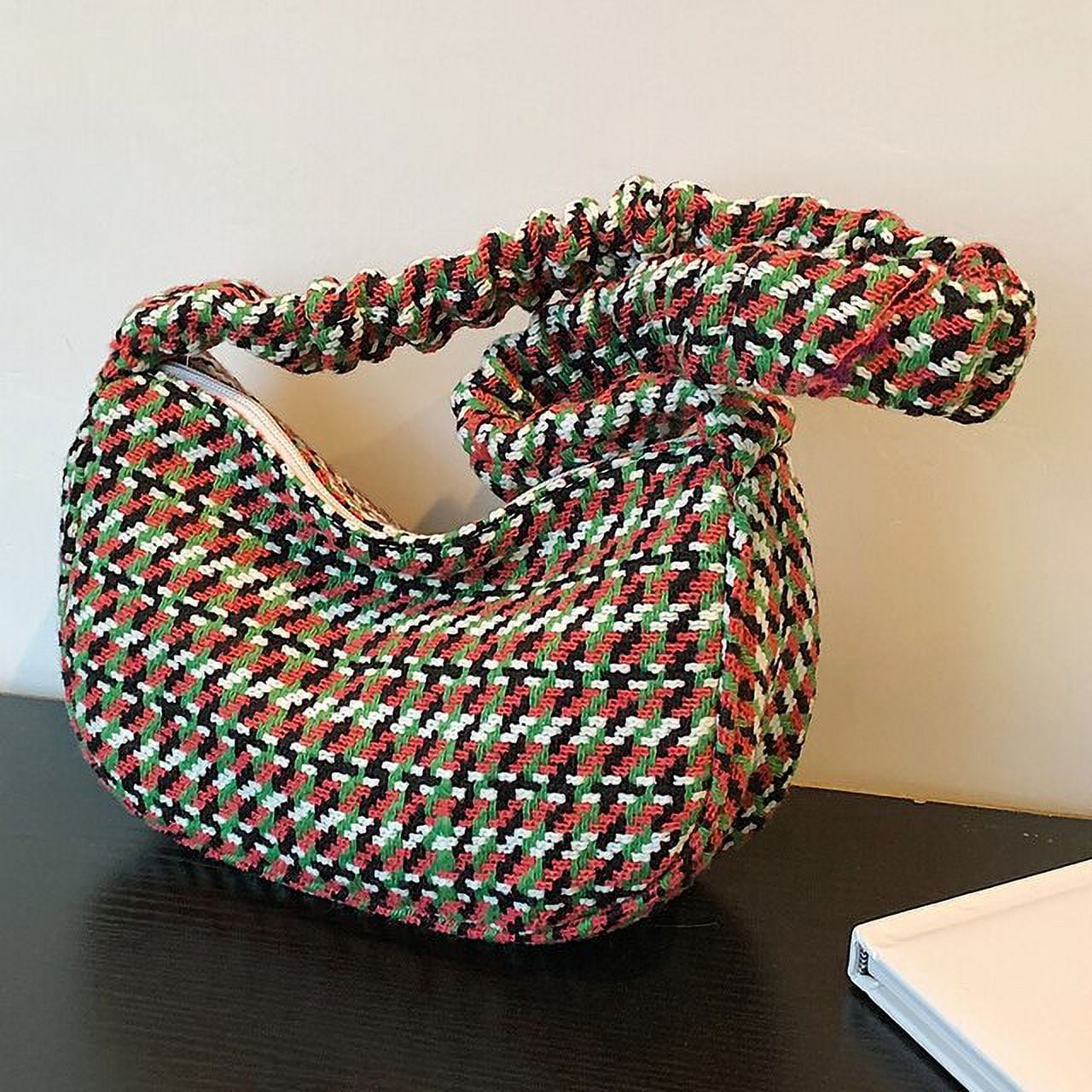 CoCopeaunts Plaid Women Handbags Vintage Half Moon Shaped Female Hand ...