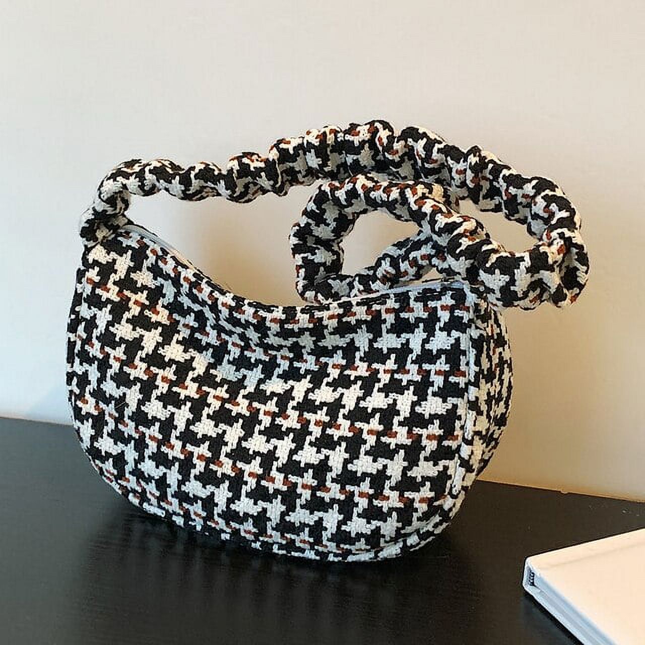 CoCopeaunts Plaid Women Handbags Vintage Half Moon Shaped Female Hand ...