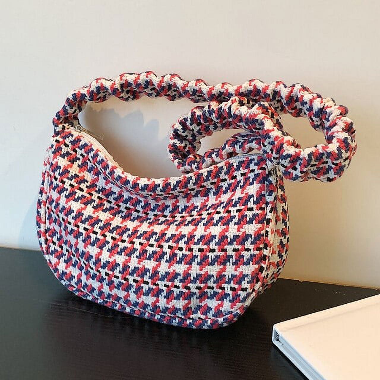 CoCopeaunts Plaid Women Handbags Vintage Half Moon Shaped Female Hand ...