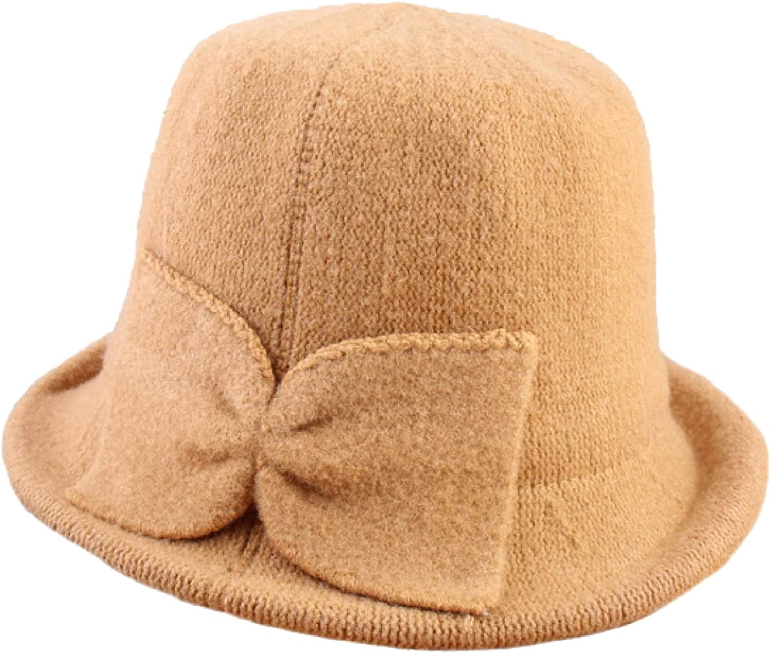 CoCopeaunts Plain Color Bucket Hat for Women Bow Decorated Imitation ...