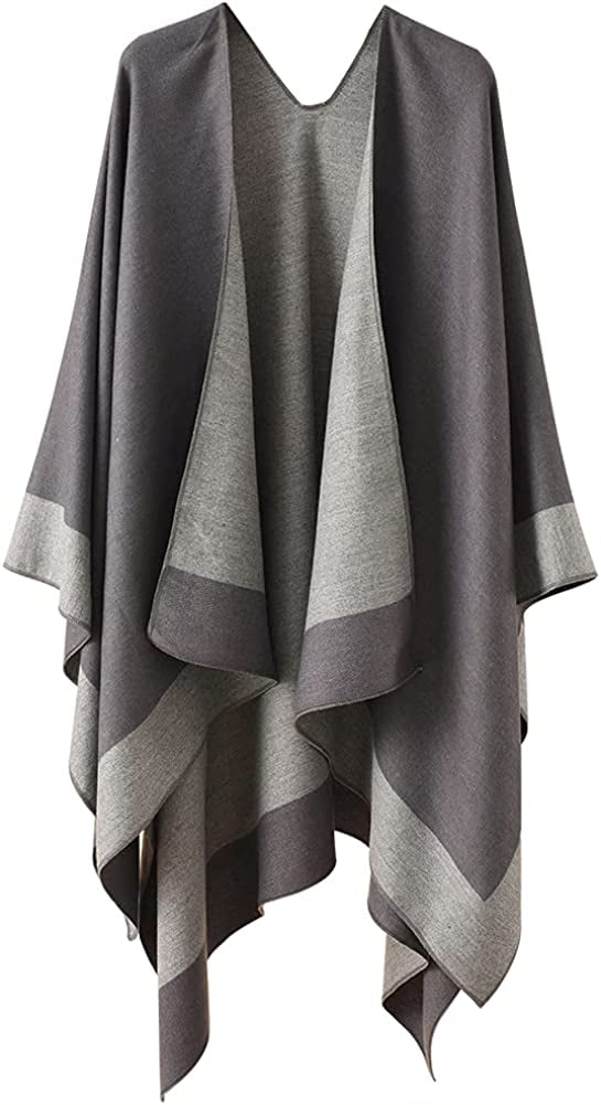 CoCopeaunts Reversible Shawl Wrap for Women Ladies, Open Front Poncho ...