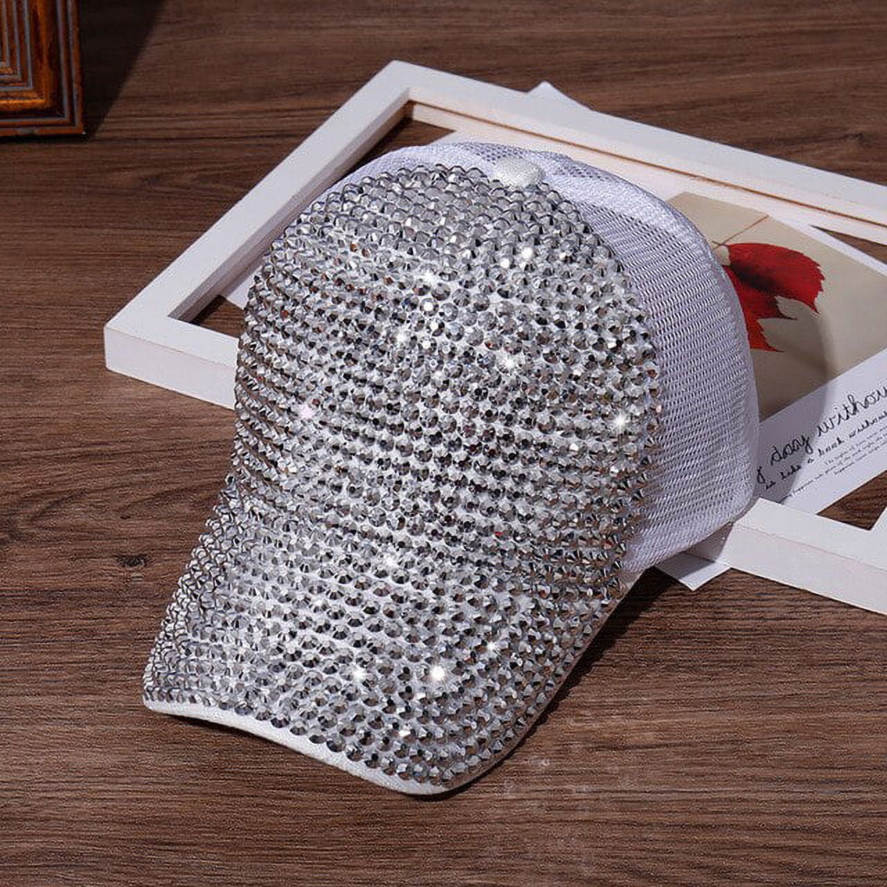 CoCopeaunts Rhinestone Baseball Cap for Women Summer Sun Cap Girls ...