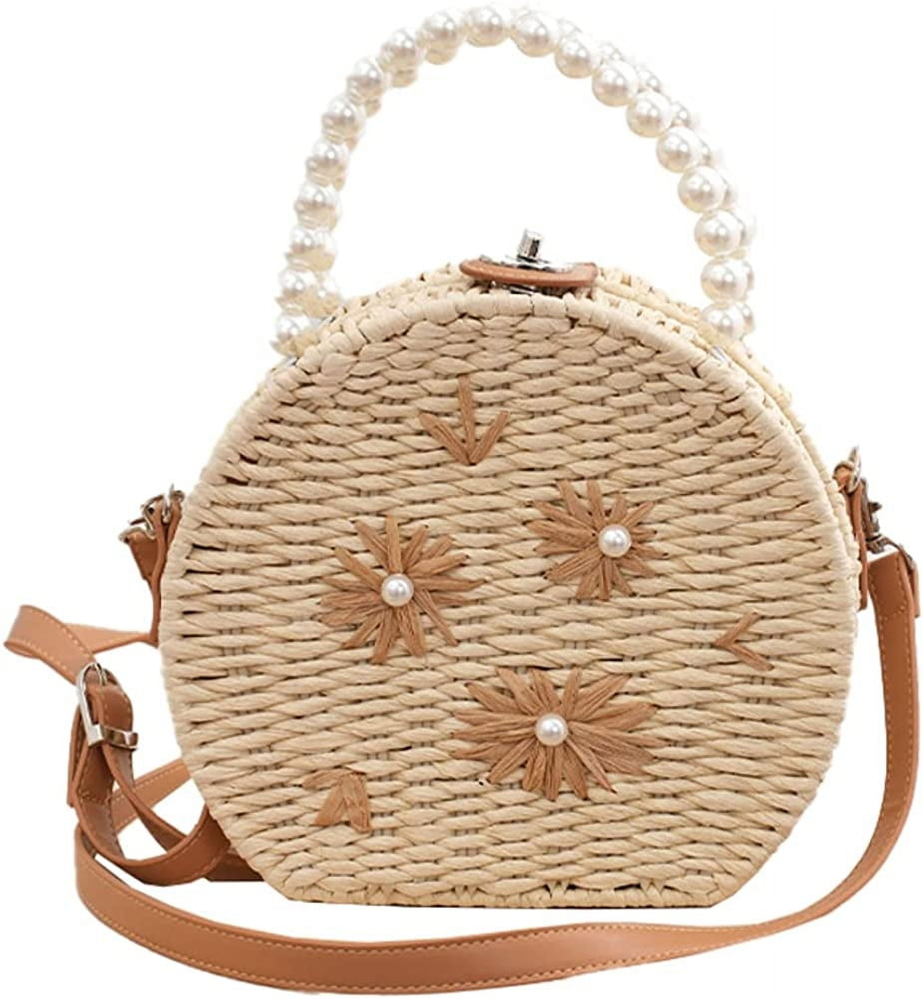 CoCopeaunts Round Straw Crossbody Bags for Women Small Handwoven Tote ...