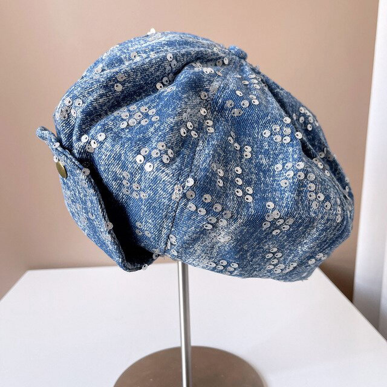 CoCopeaunts Sequin Beret Octagonal Hats For Women Vintage Classic ...