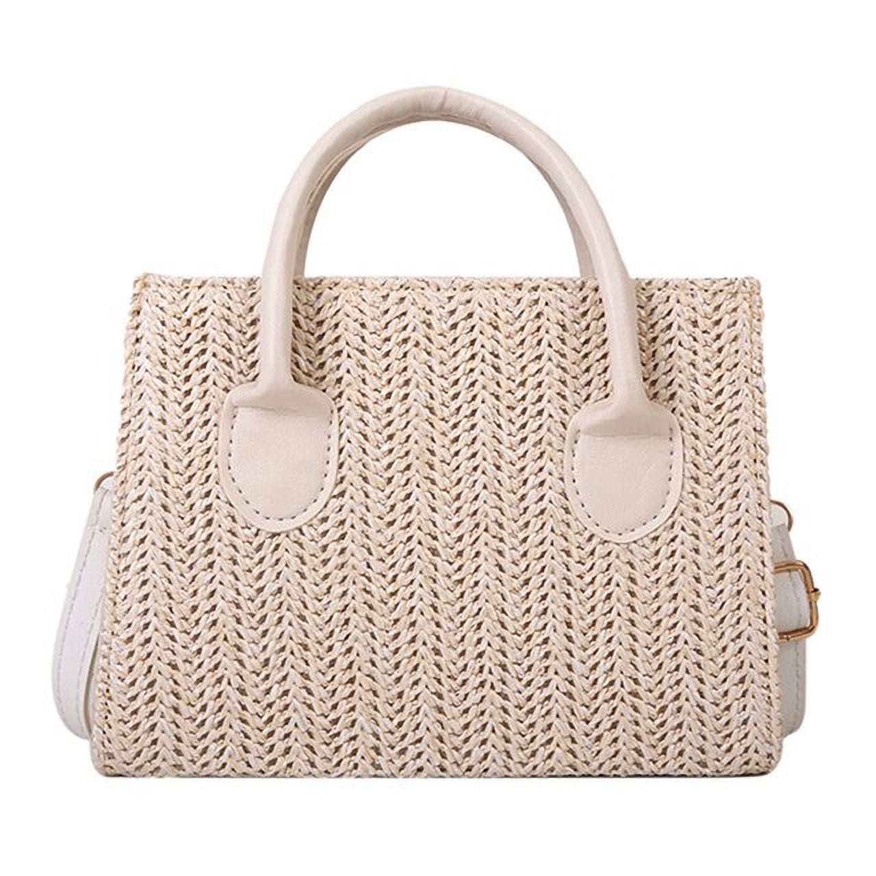 CoCopeaunts Straw Beach Tote Shoulder Bags Women Hand-Woven Leather ...
