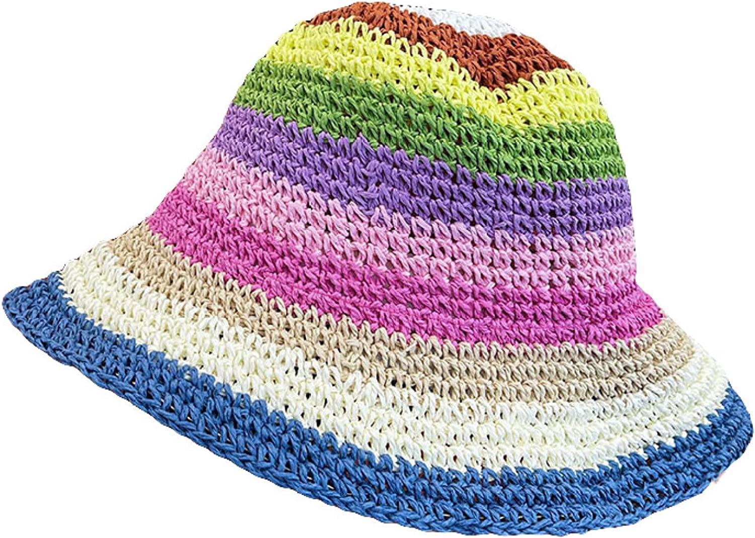 CoCopeaunts Straw Bucket Hat for Women Sun Shade Woven Wide Brim ...
