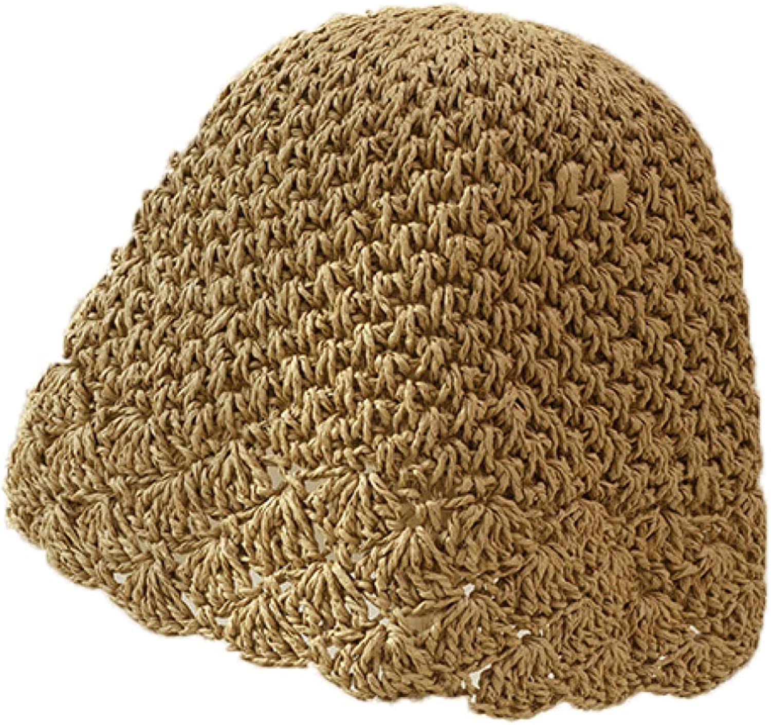 CoCopeaunts Straw Bucket Hat for Women Wave Wide Brim Sun Cap Hollow ...