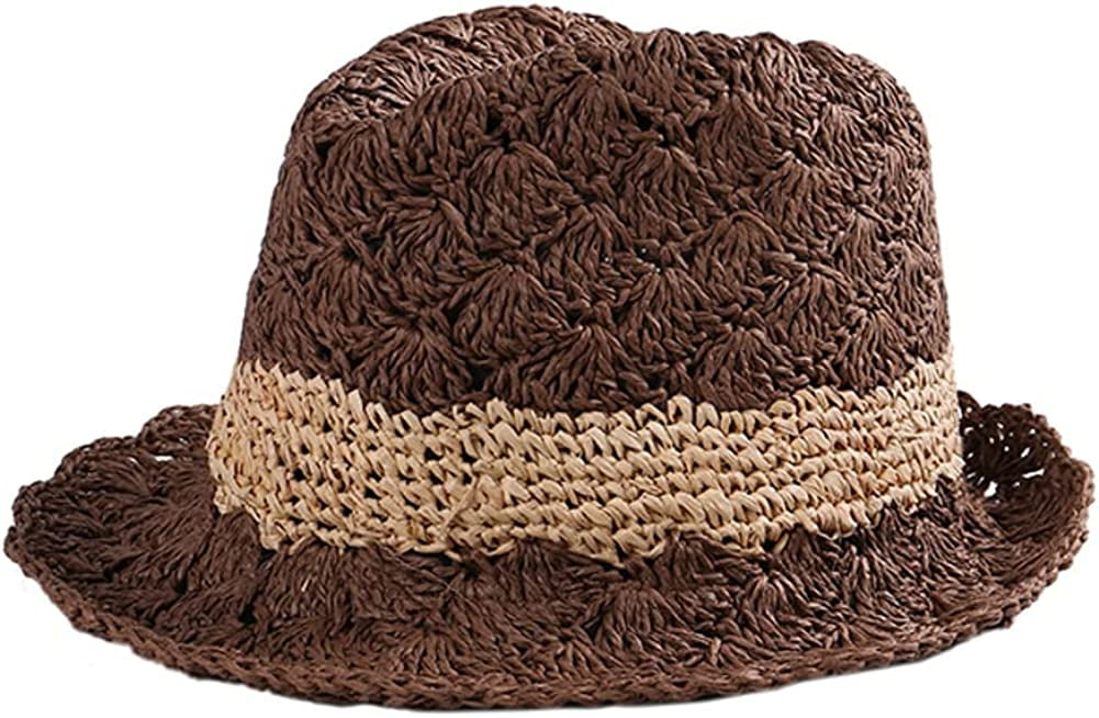 CoCopeaunts Straw Hat for Women Wide Brim Summer Handmade Woven Sun ...