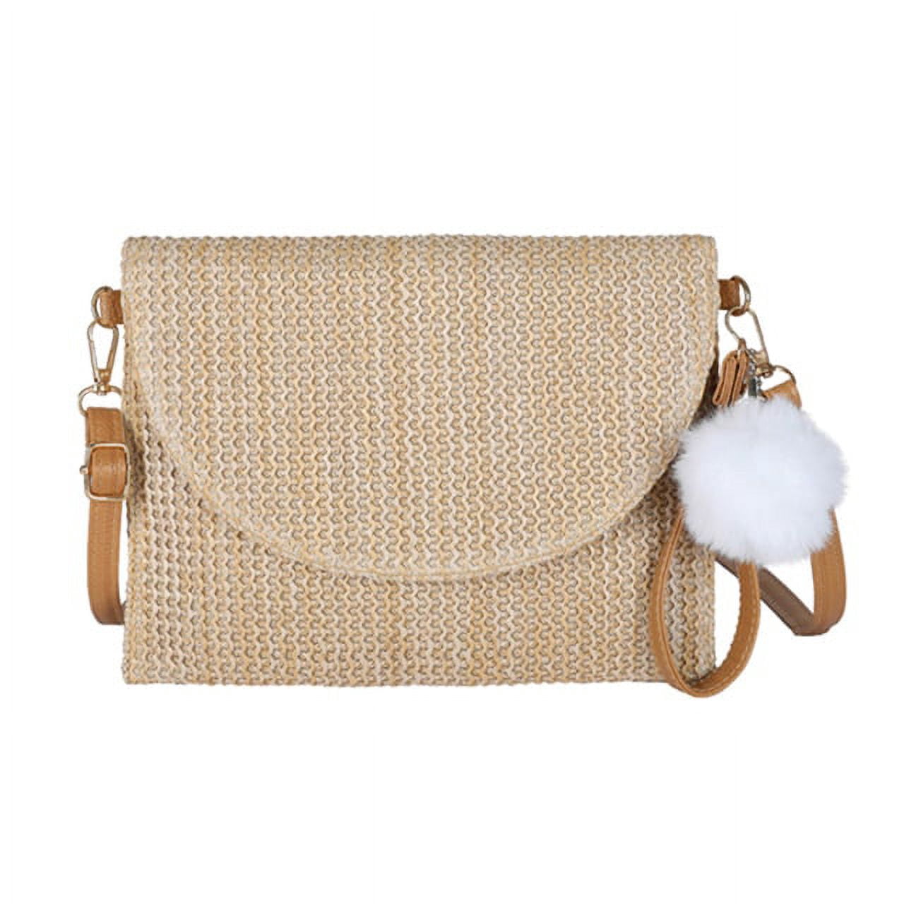 CoCopeaunts Straw Shoulder Bag Straw Clutch Casual Beach Handmade Woven ...