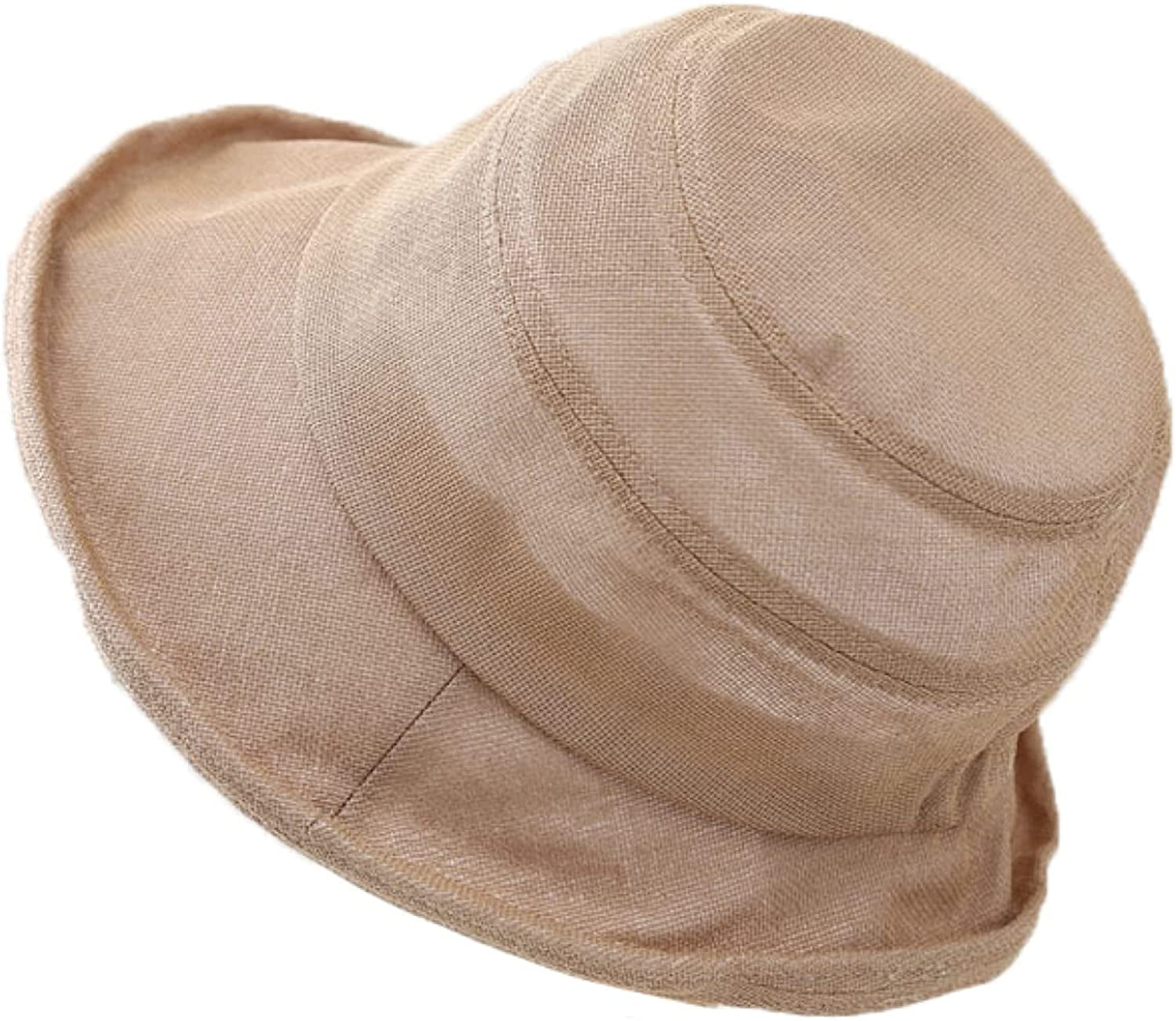 CoCopeaunts Summer Bucket Hat Women Linen Sun Shade Wide Brim Crimping ...