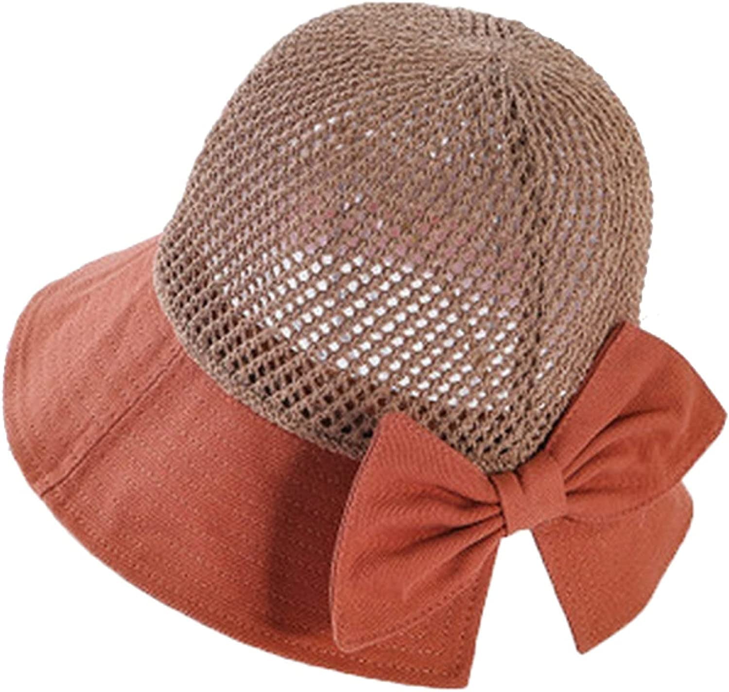 CoCopeaunts Summer Hats for Women New Bow Beach Bucket Cap Hollow Straw ...