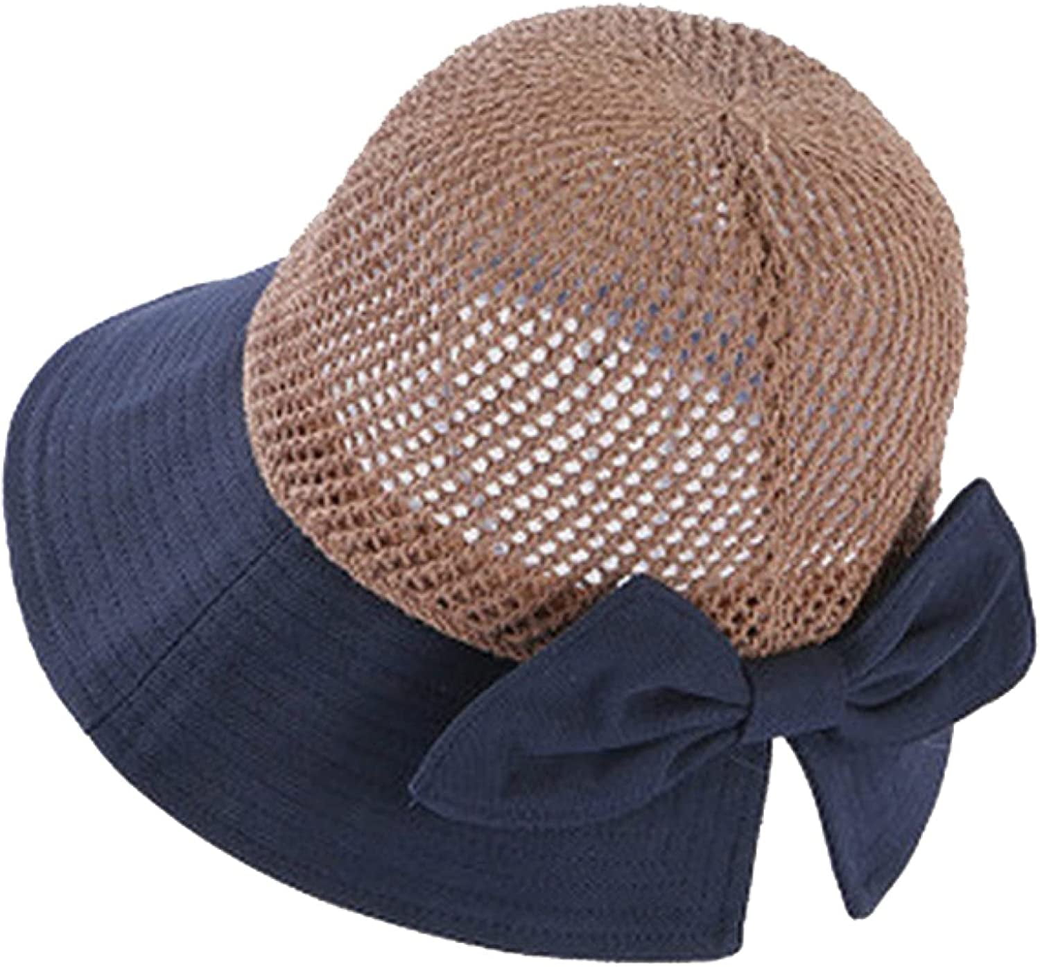 CoCopeaunts Summer Hats for Women New Bow Beach Bucket Cap Hollow Straw ...