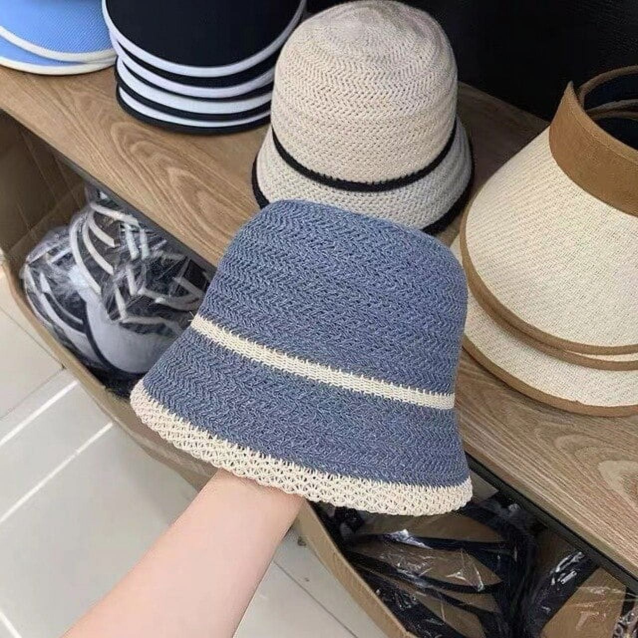 CoCopeaunts Summer Knitted Bucket Hats For Female Colorblock Womens Hip ...