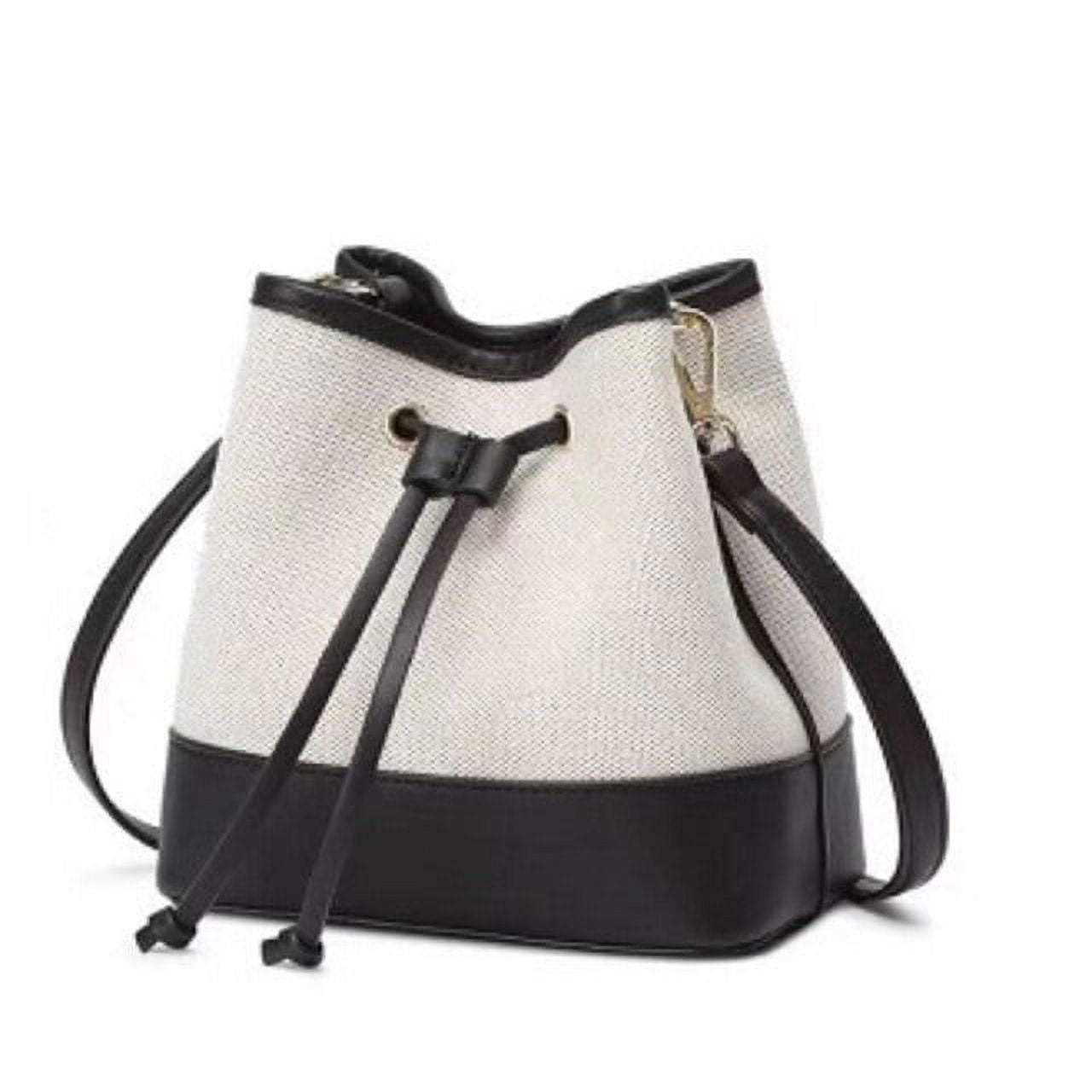 CoCopeaunts Summer New PU Leather Canvas Stitching Small Bucket Bags ...