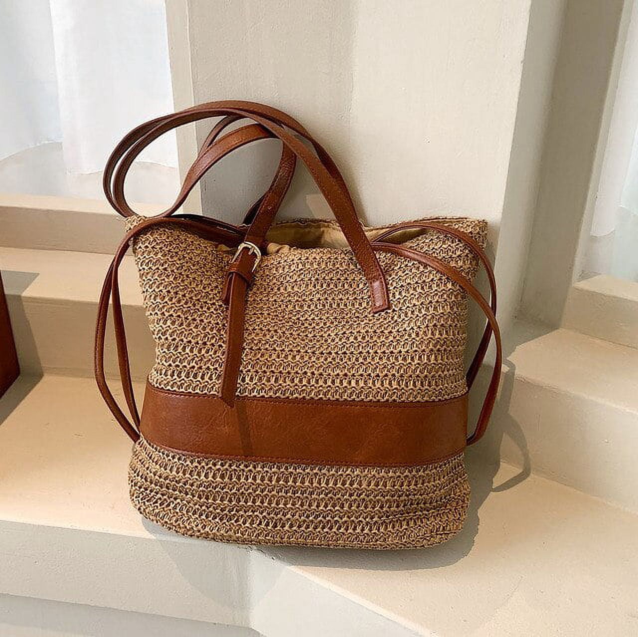 CoCopeaunts Summer Straw Woven Bag Handmade Beach Vacation Bags Casual ...
