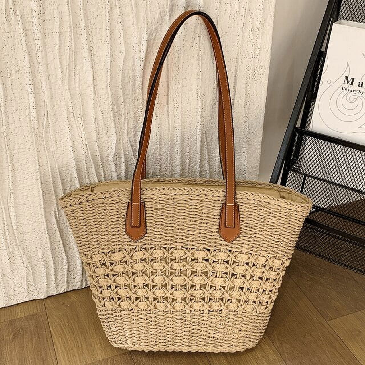 CoCopeaunts Summer Top-handle Bag Paper Rope Beach Vacation Bags ...