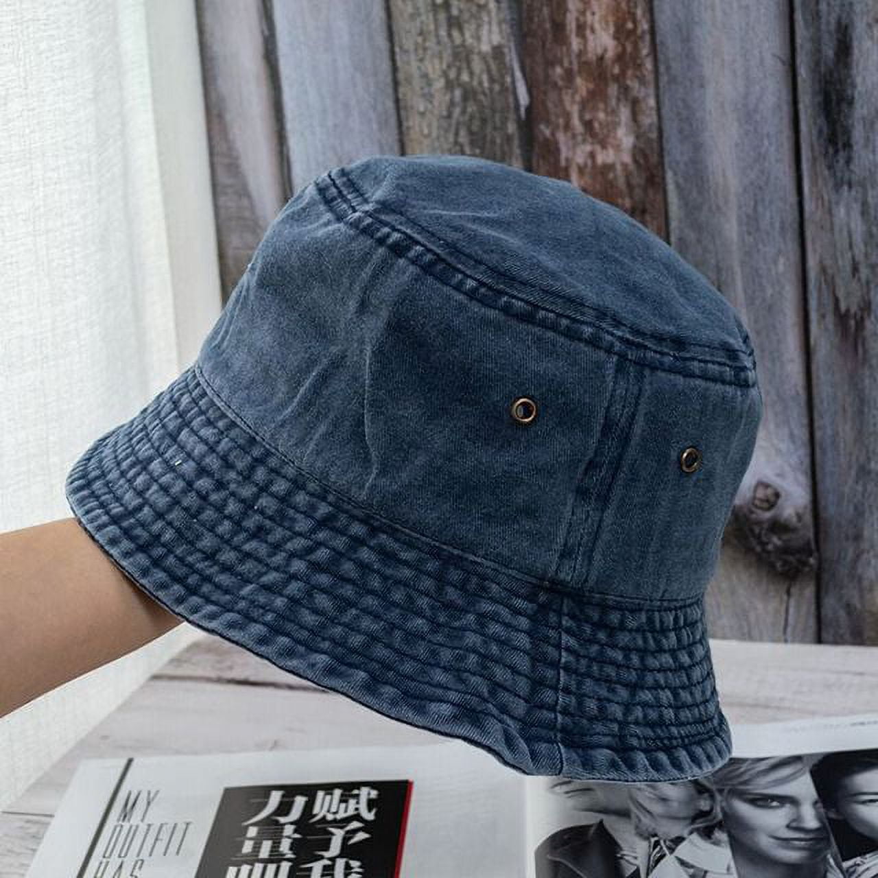 CoCopeaunts Summer Washed Denim Bucket Hats Women Foldable Fisherman ...