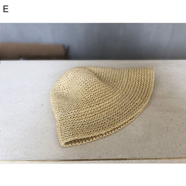 Cocopeaunts Summer Women Straw Cap Bucket Hat Folding Straw Hat Uv
