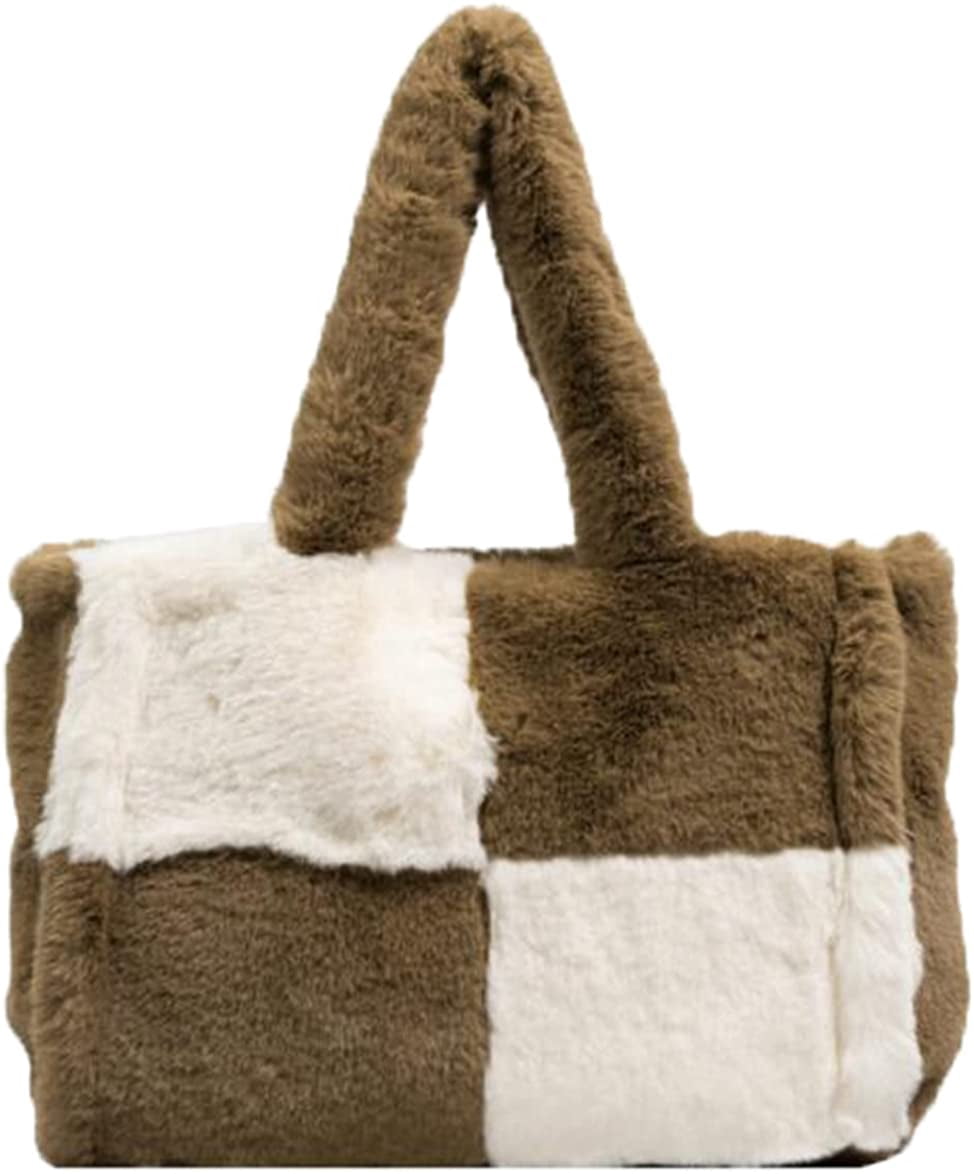 CoCopeaunts Tote Bag Women Winter Plush Tote Bag Satchel Bag Shoulder ...