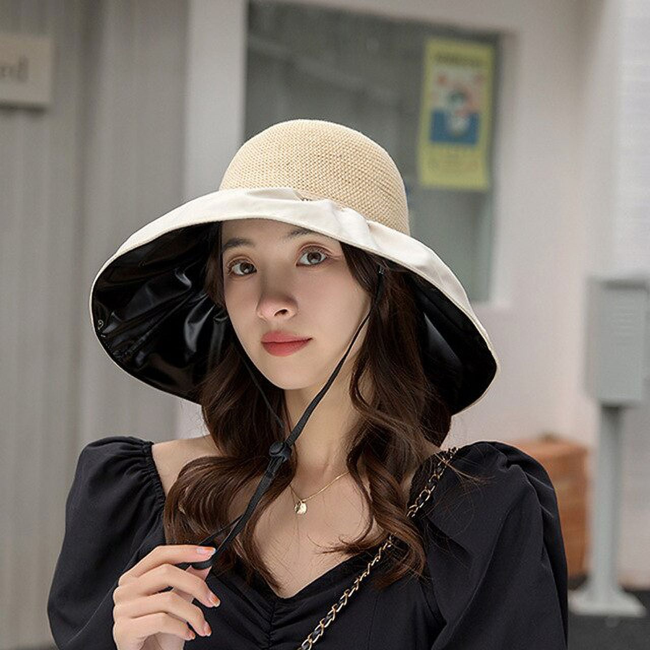Cocopeaunts Wide Brim Big Bow Sun Visor Hats For Women Crochet Picnic