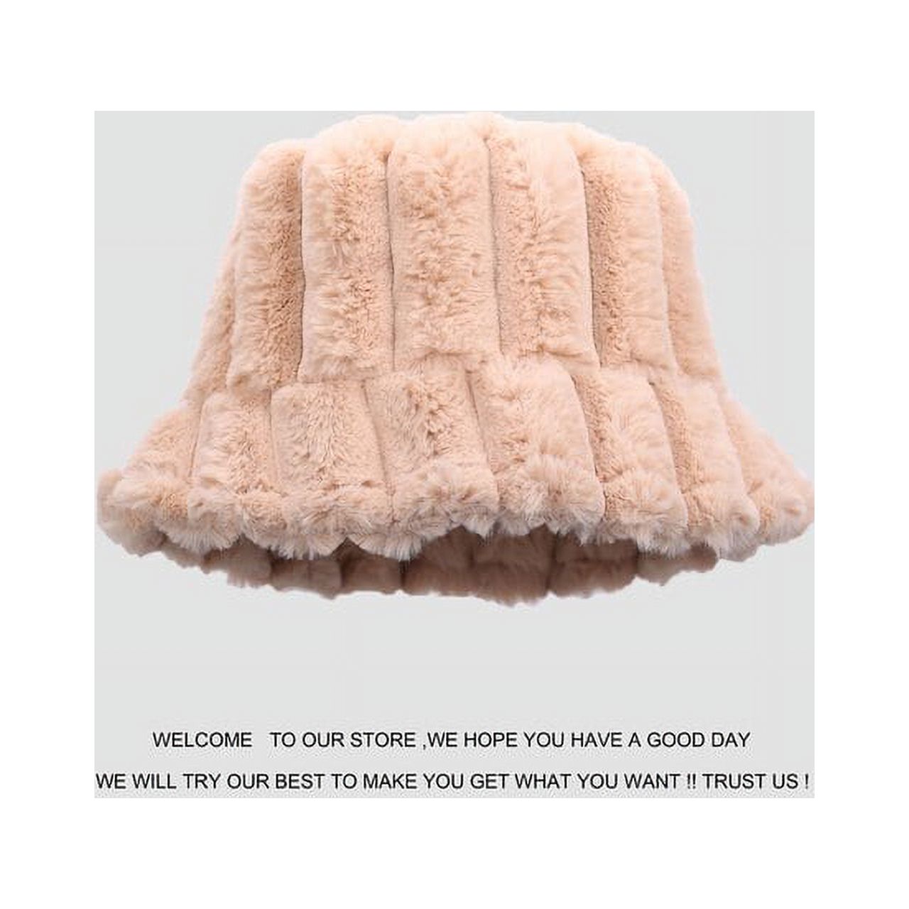 CoCopeaunts Witner Warm Panama Hat Women Faux Fur Plush Bucket Hats for ...