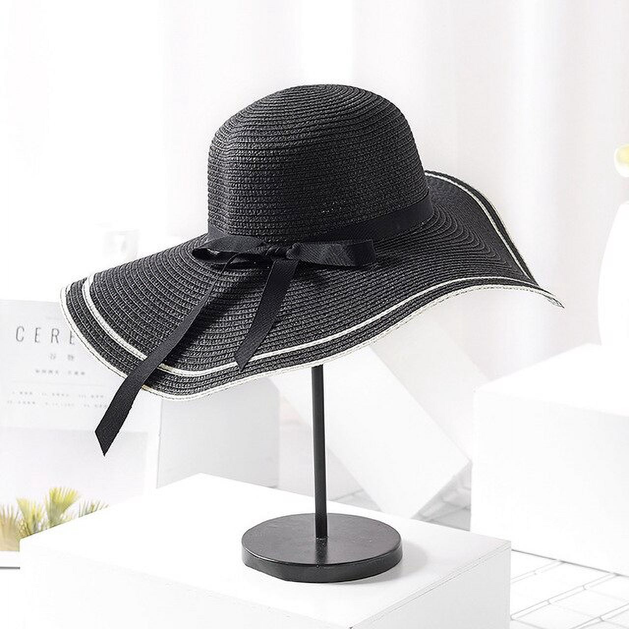 CoCopeaunts Women Beach Foldable Hat Sun Summer Large Brim Straw Hat ...