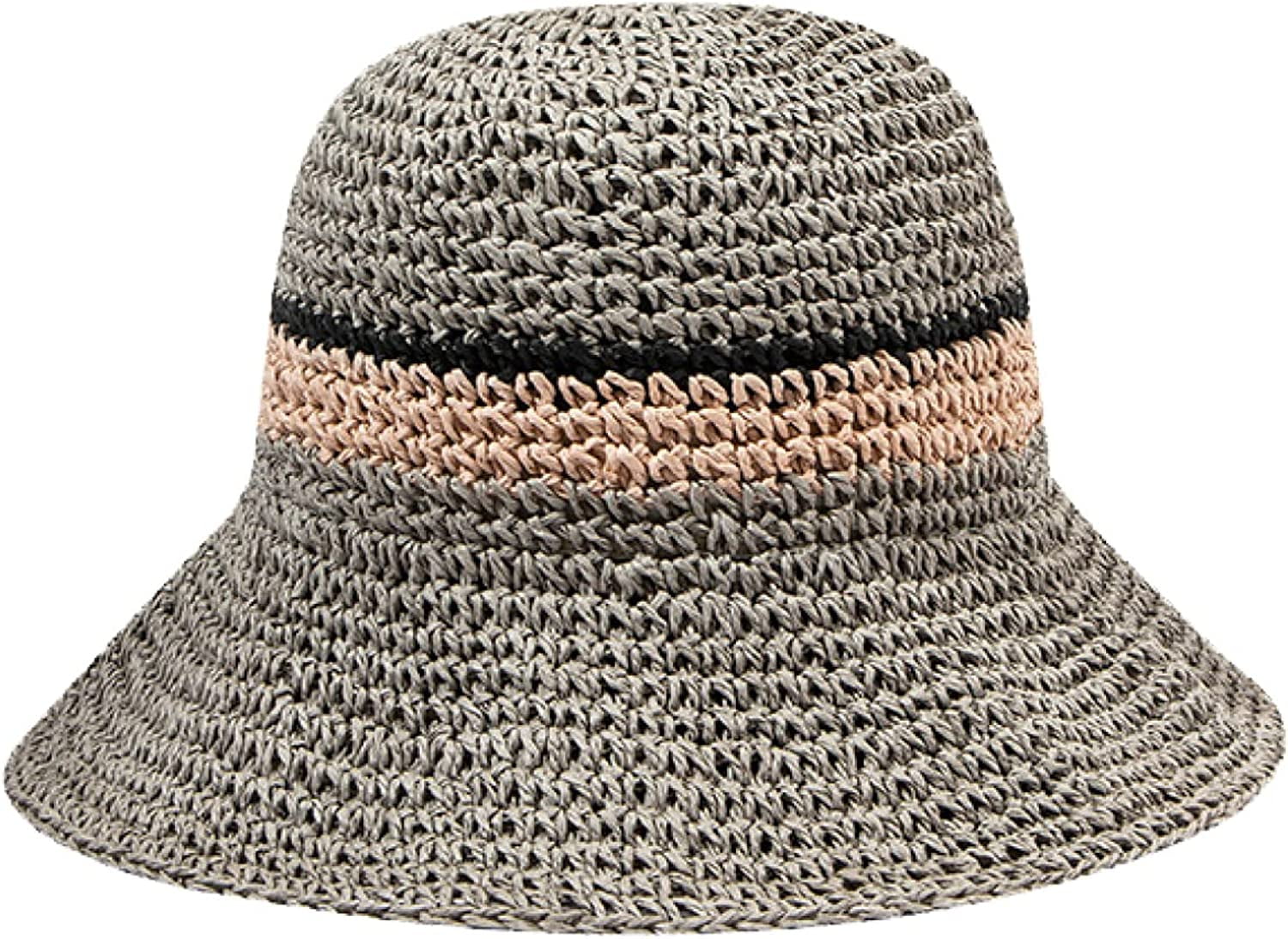 CoCopeaunts Women Beach Hat Straw Braided Stripe Fisherman Hat Summer ...