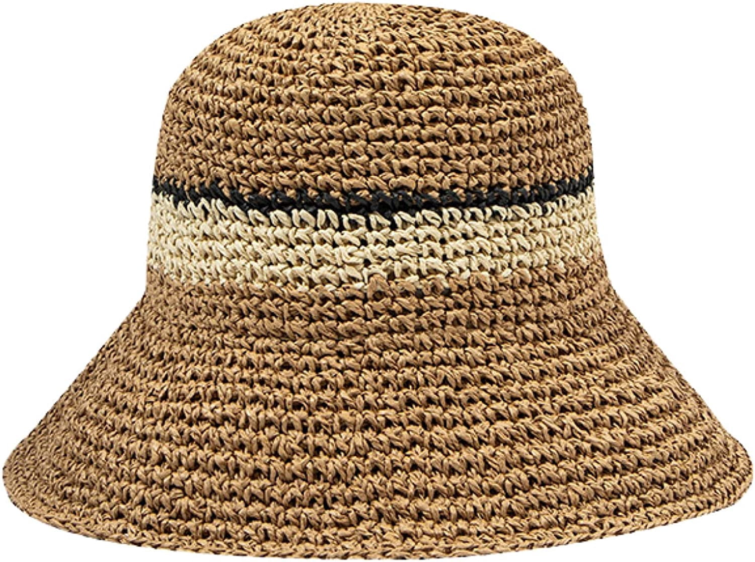 CoCopeaunts Women Beach Hat Straw Braided Stripe Fisherman Hat Summer ...