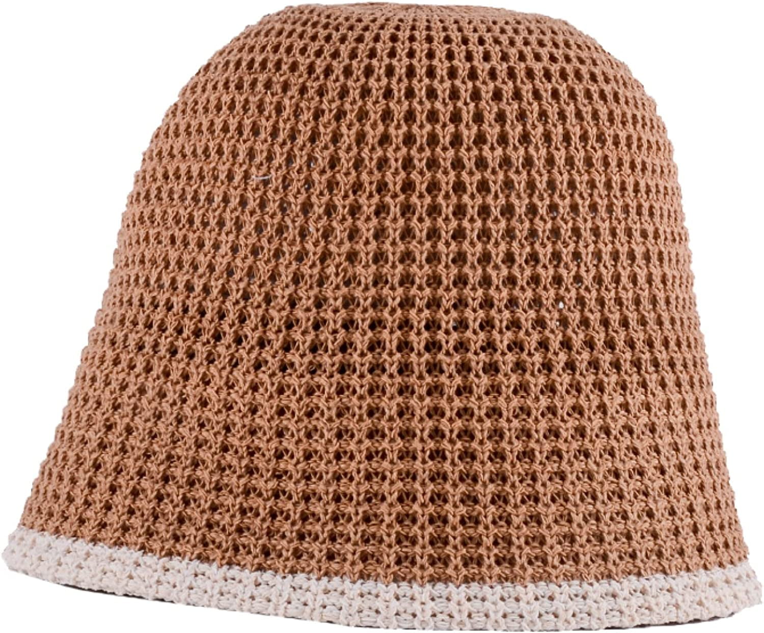 CoCopeaunts Women Bucket Hat Solid Handmade Crochet Floppy Hollow Out ...