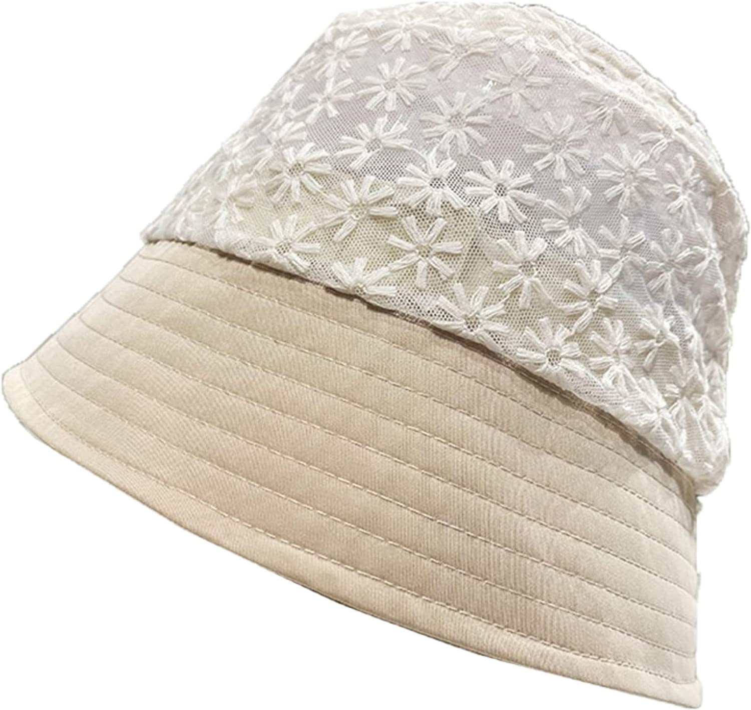 CoCopeaunts Women Bucket Hat Spring Summer Lace Broken Flower Fisherman ...