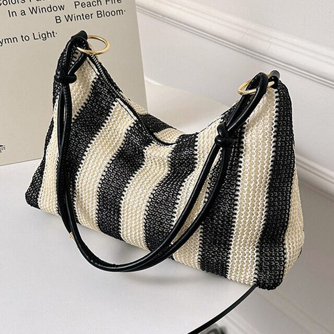 CoCopeaunts Women Handbags Totes Fashion Weave Stripe Shopping Bag Soft ...