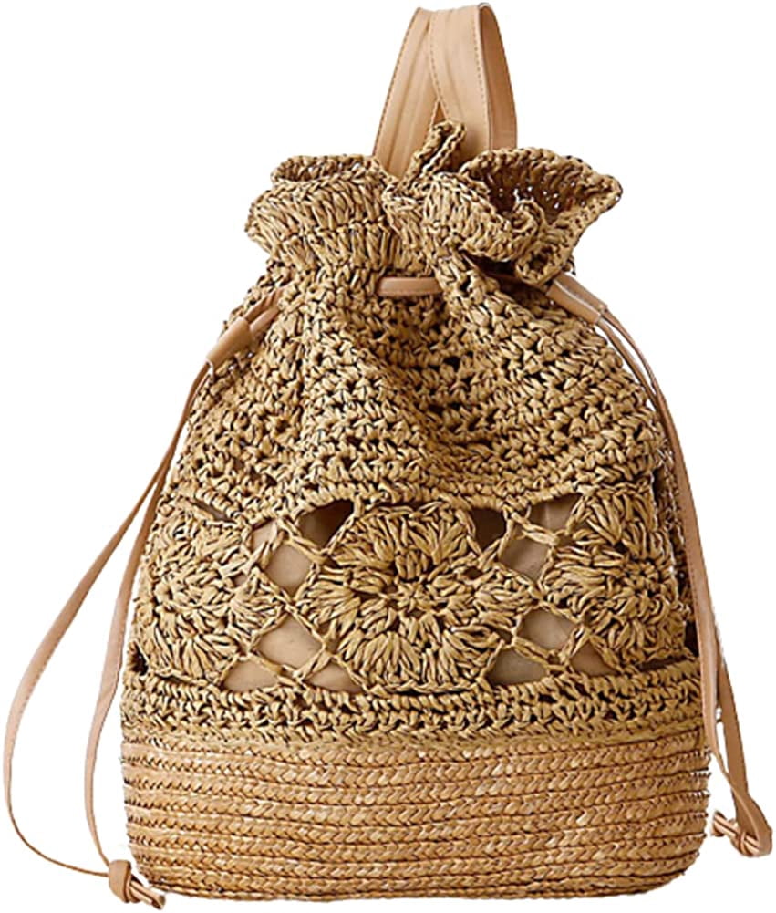 CoCopeaunts Women Large Straw Beach Handbag Backpack Shoulder Handbag ...