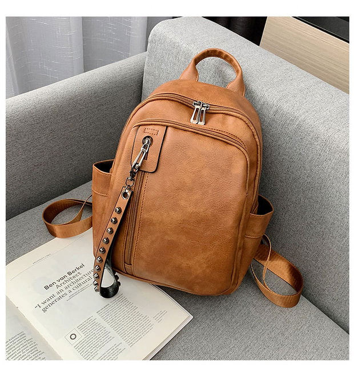 CoCopeaunts Women PU Leather Backpack Female Fashion Rucksack New ...
