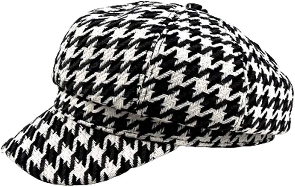 CoCopeaunts Women Plaid Tweed Newsboy Hat Bakerboy Hat Beret Cap ...