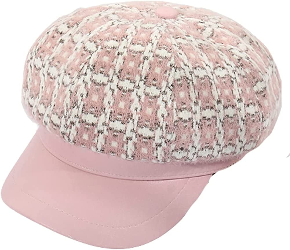CoCopeaunts Women Plaid Tweed Newsboy Hat Bakerboy Hat Beret Cap ...