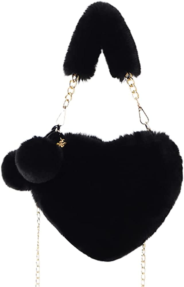 CoCopeaunts Women Plush Handbag Shoulder Bag Purse Fluffy Fur Handbag ...