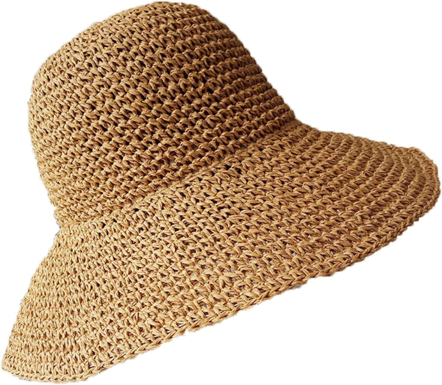 CoCopeaunts Women Straw Bucket Hat Wide Brim Summer Breathable Hollow ...