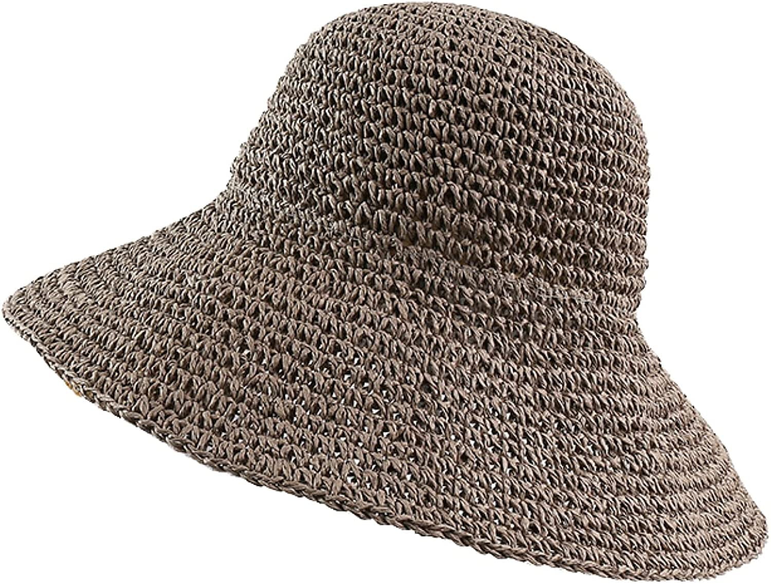 CoCopeaunts Women Straw Bucket Hat Wide Brim Summer Breathable Hollow ...