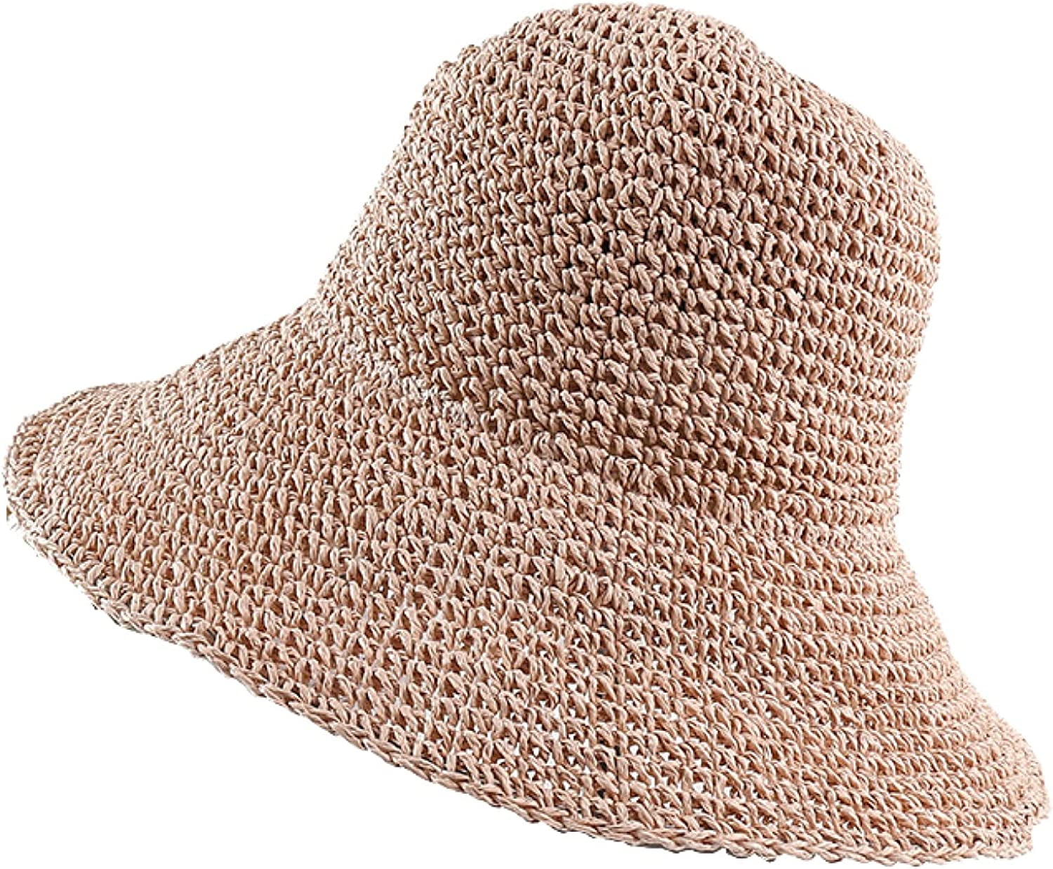 CoCopeaunts Women Straw Bucket Hat Wide Brim Summer Breathable Hollow ...