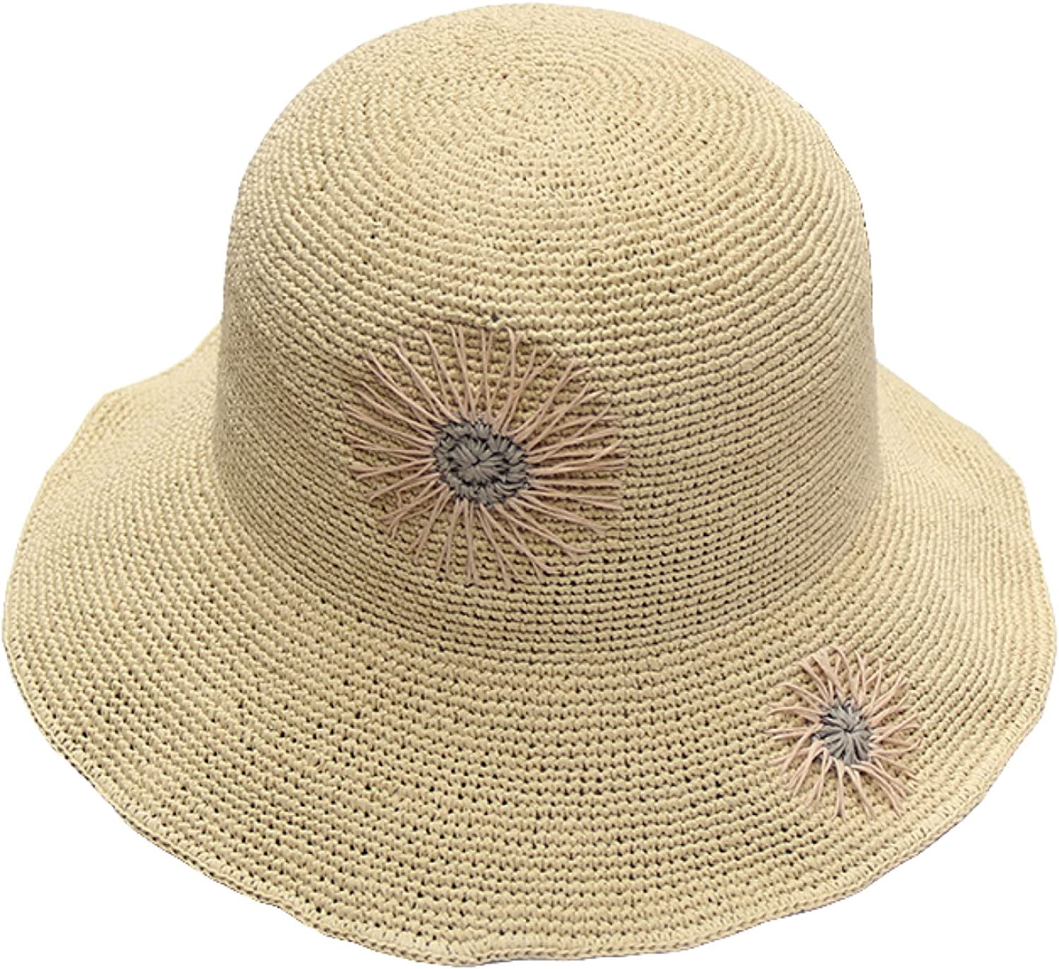 CoCopeaunts Women Straw Bucket Hat Wide Brim Sunshade Vacation Beach ...
