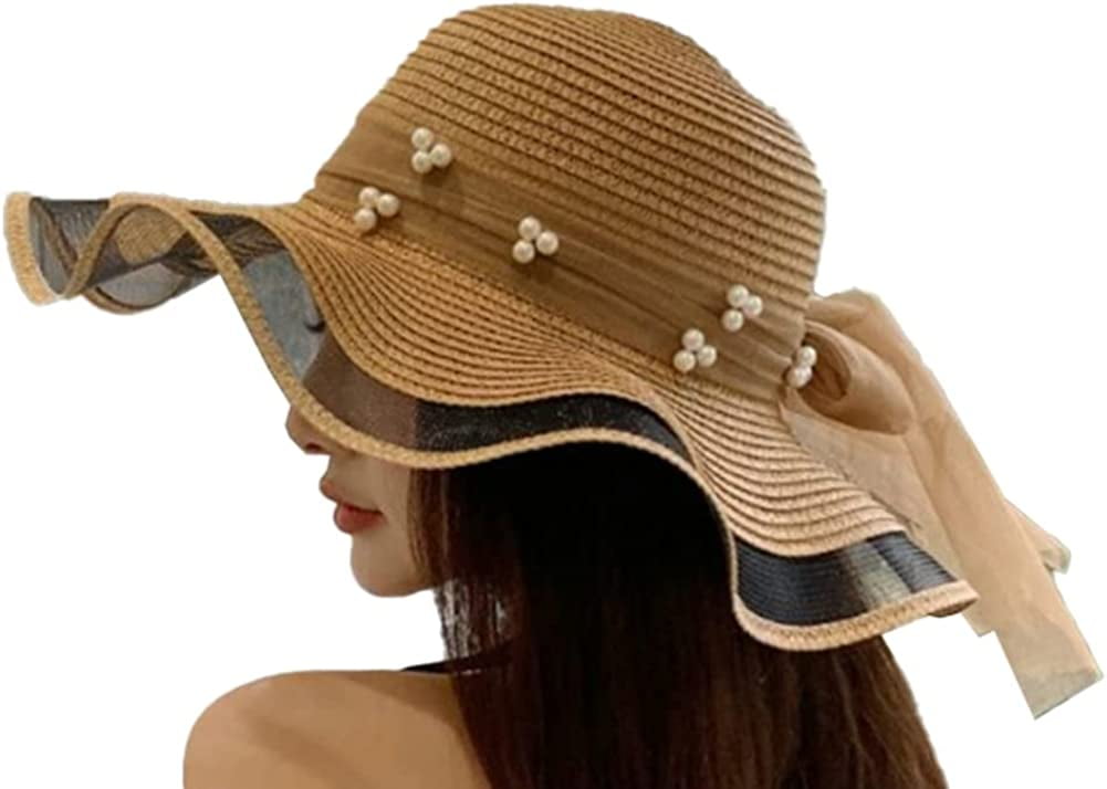 Cocopeaunts Womens Beach Straw Bucket Hats Stylish Sun Hats Straw