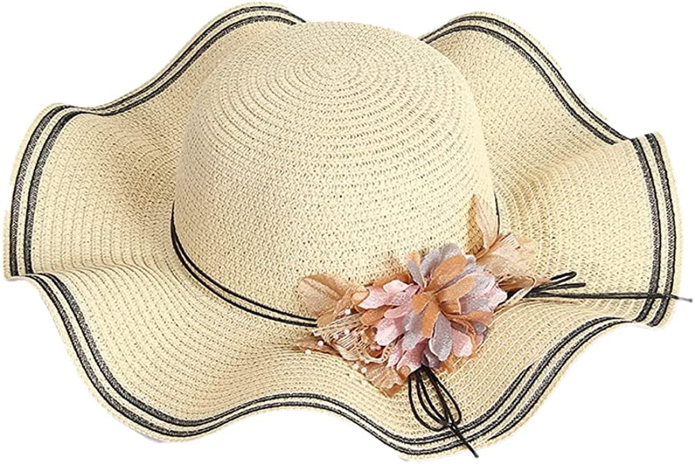 CoCopeaunts Women's Beach Straw Sun Hat Elegant Ladies Flodable ...