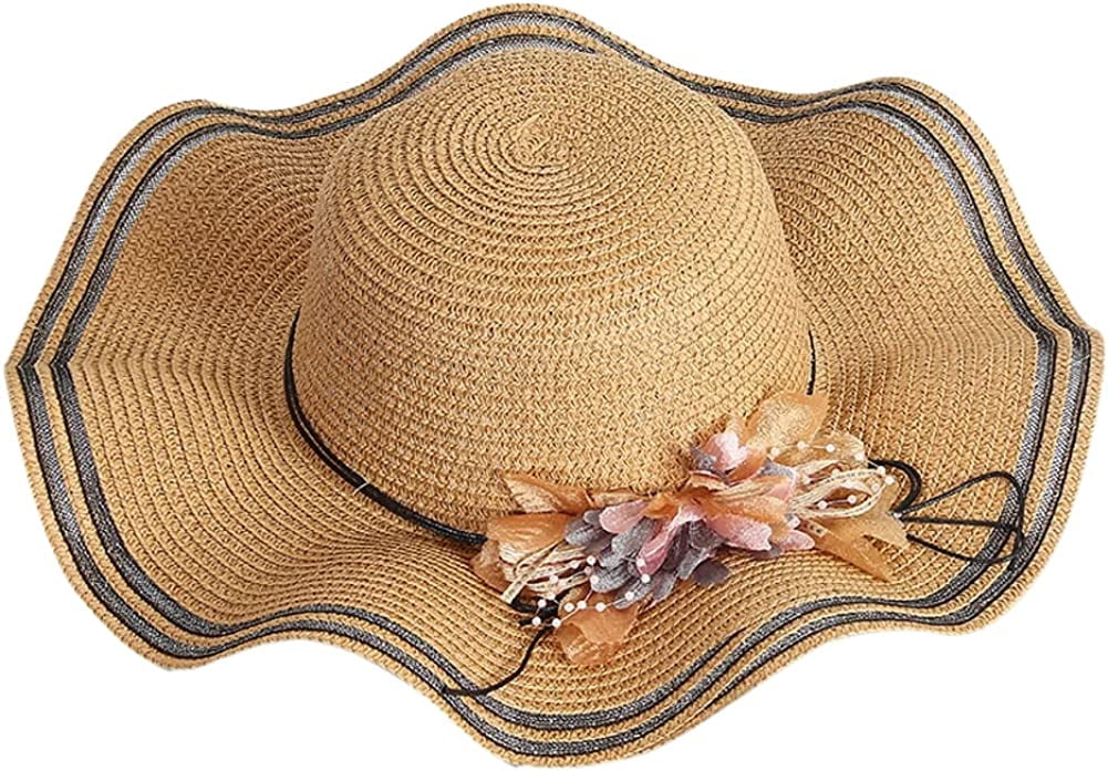 CoCopeaunts Women's Beach Straw Sun Hat Elegant Ladies Flodable ...
