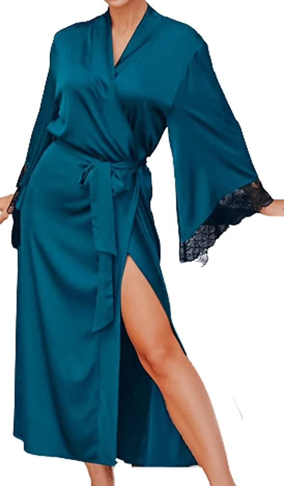 CoCopeaunts Women's Pajama Robe Bride's Gown Lace Sexy Long Bathrobe ...